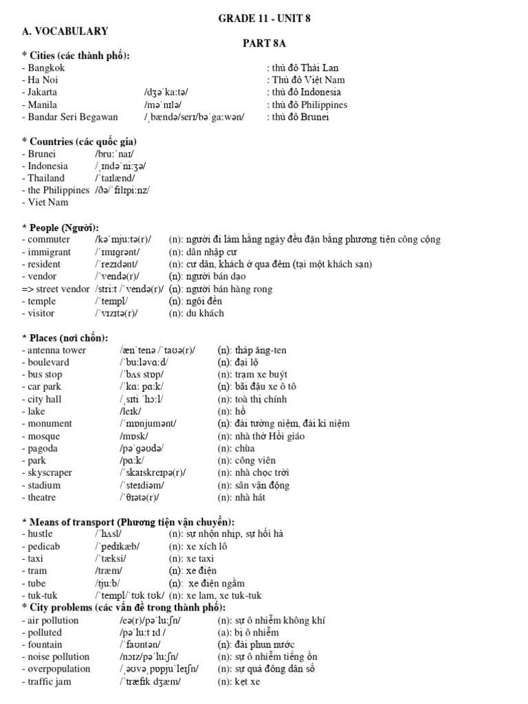 L P 11 - T V NG, NG Pháp - Unit 8 | PDF