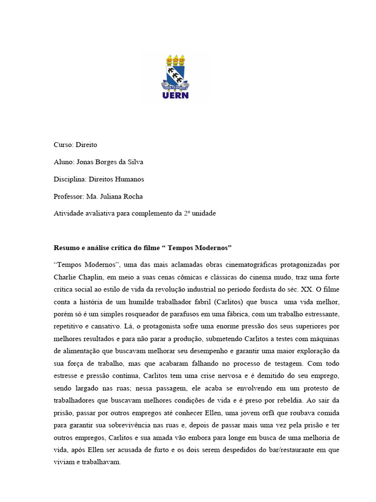 Tempos Modernos - Jonas Borges | PDF | Economia | Revolução Industrial