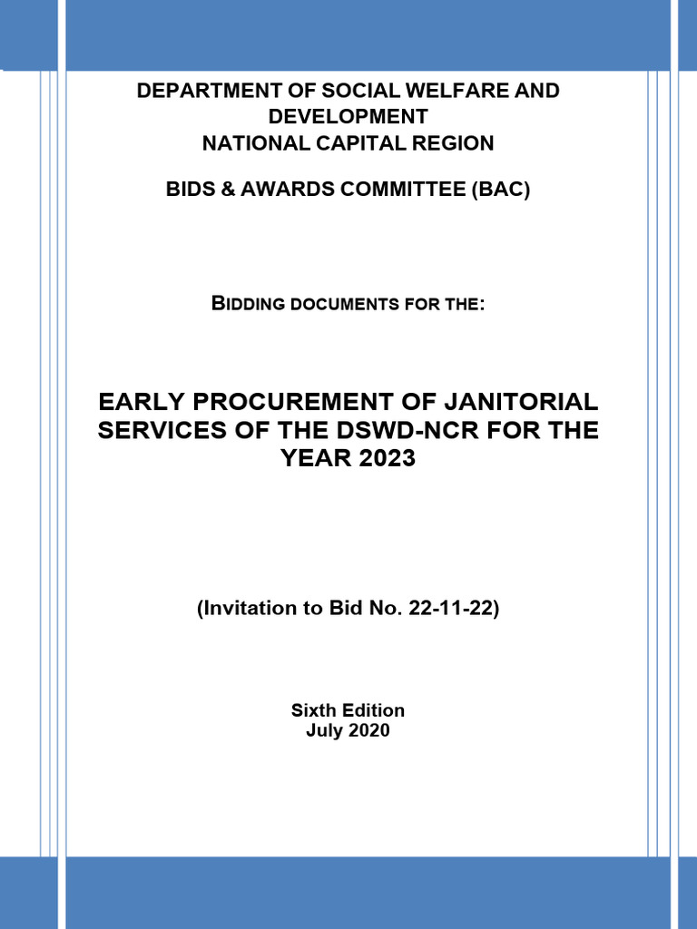 DSWD-NCR Janitorial Services Bid 2023 | PDF | Procurement | Economies