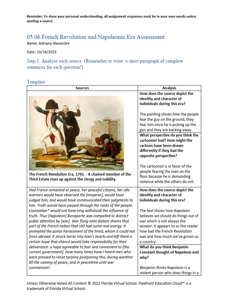 French Revolution Napoleonic Era WH Yourname2222 | PDF | Reign Of ...