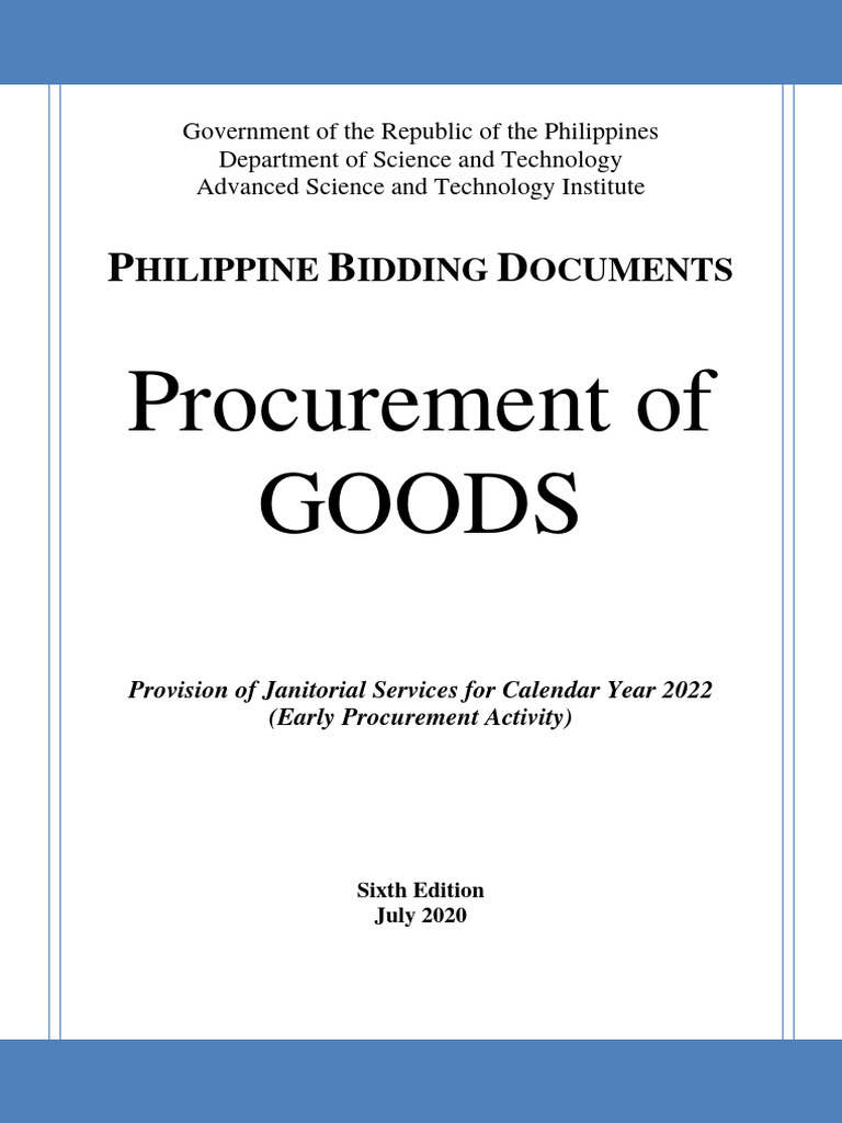 FINAL - 2 Philippine Bidding Documents For Janitorial Services EPA 1 - Signed | PDF ...
