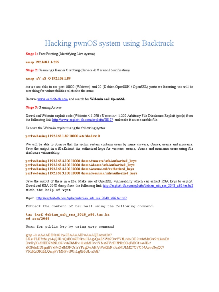 Hackingpwn OSsystemusing Backtrack | PDF | Secure Shell | Linux