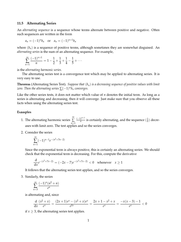 11.5 Alternating Series: Theorem | PDF | Sequence | Limit (Mathematics)
