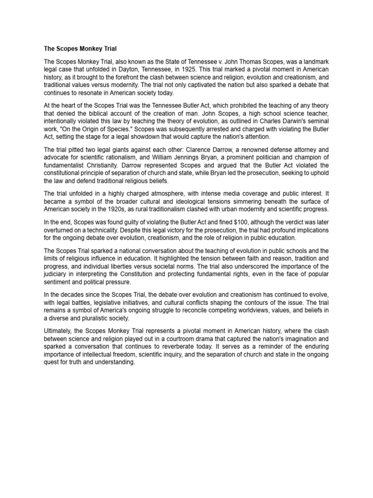 The Scopes Monkey Trial | PDF