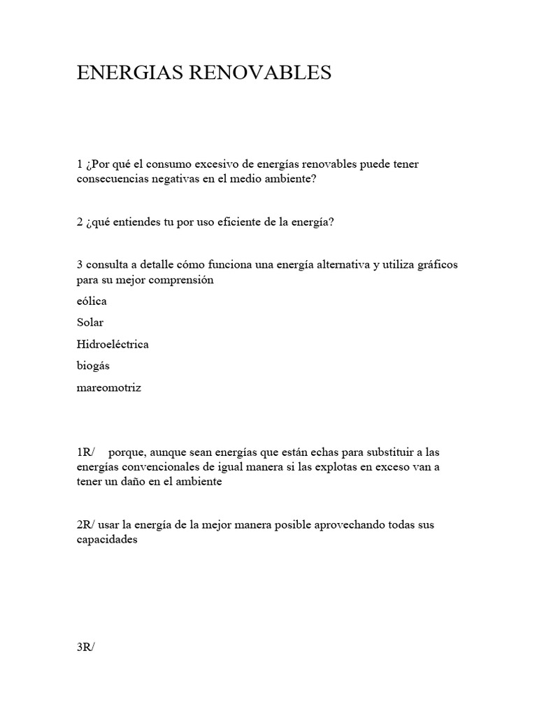 Tipos y ventajas de energías renovables | PDF | Energía renovable ...
