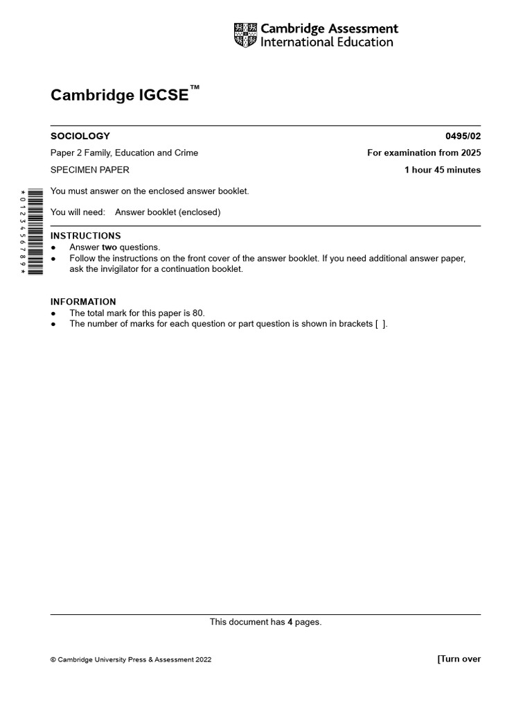 2025 Specimen Paper 2 | Download Free PDF | Deviance (Sociology) | Crimes