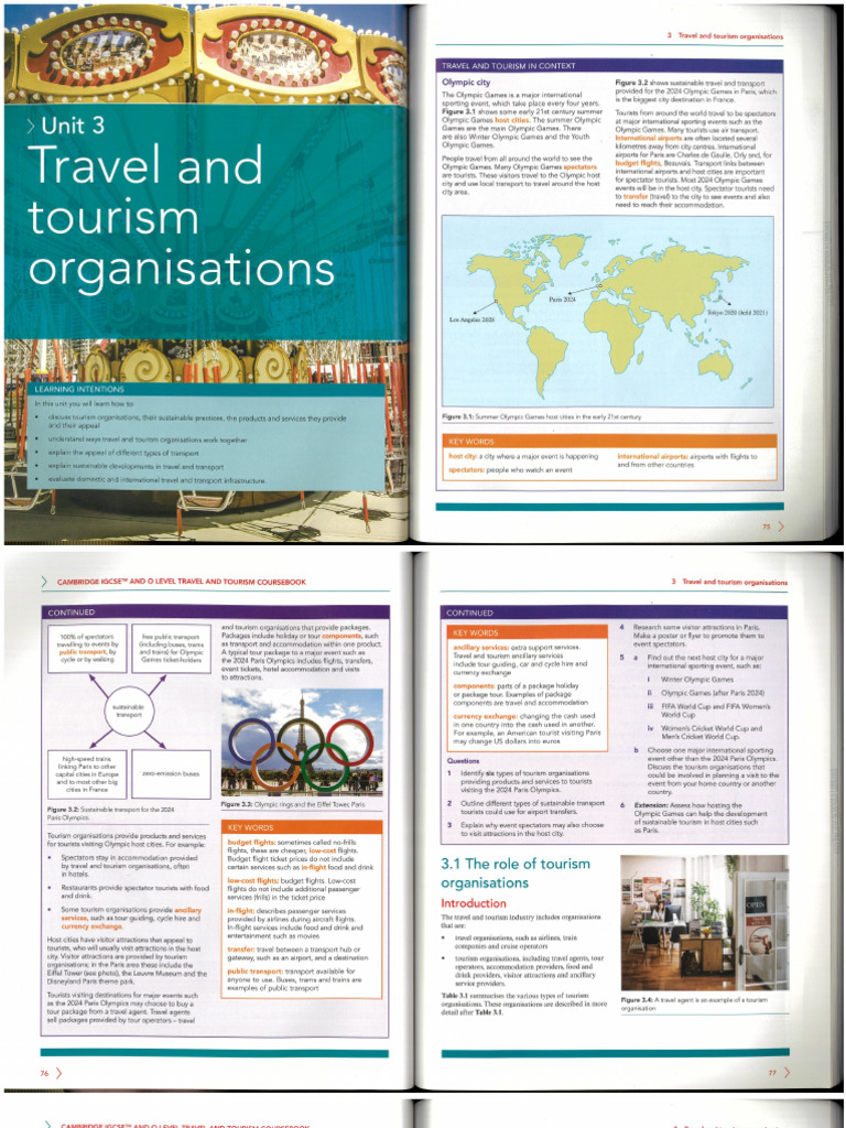 Textbook Unit 3 (Travel and Tourism Organisations) | PDF