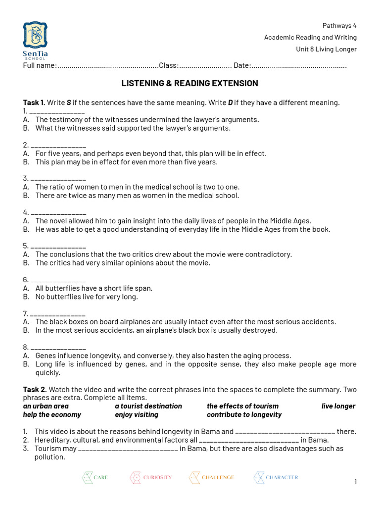 P4 - U8 Video & Reading Extension | PDF | Disability