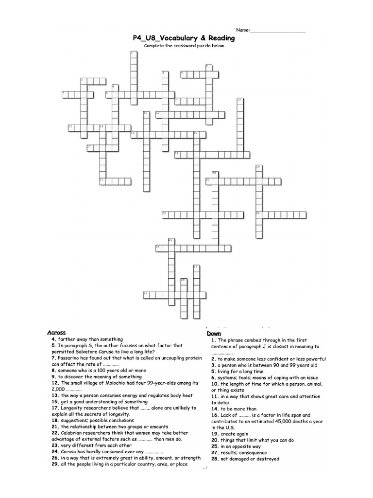 P4 U8 Crossword | PDF