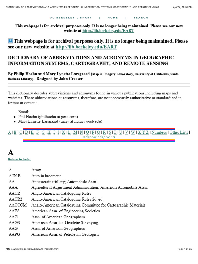Dictionary of Abbreviations and Acronyms in Geographic Information ...