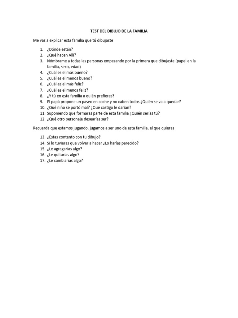 Preguntas_dibujo de La Familia | PDF