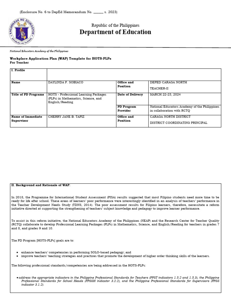 Wap For Teachers | PDF | Educational Assessment | Teachers