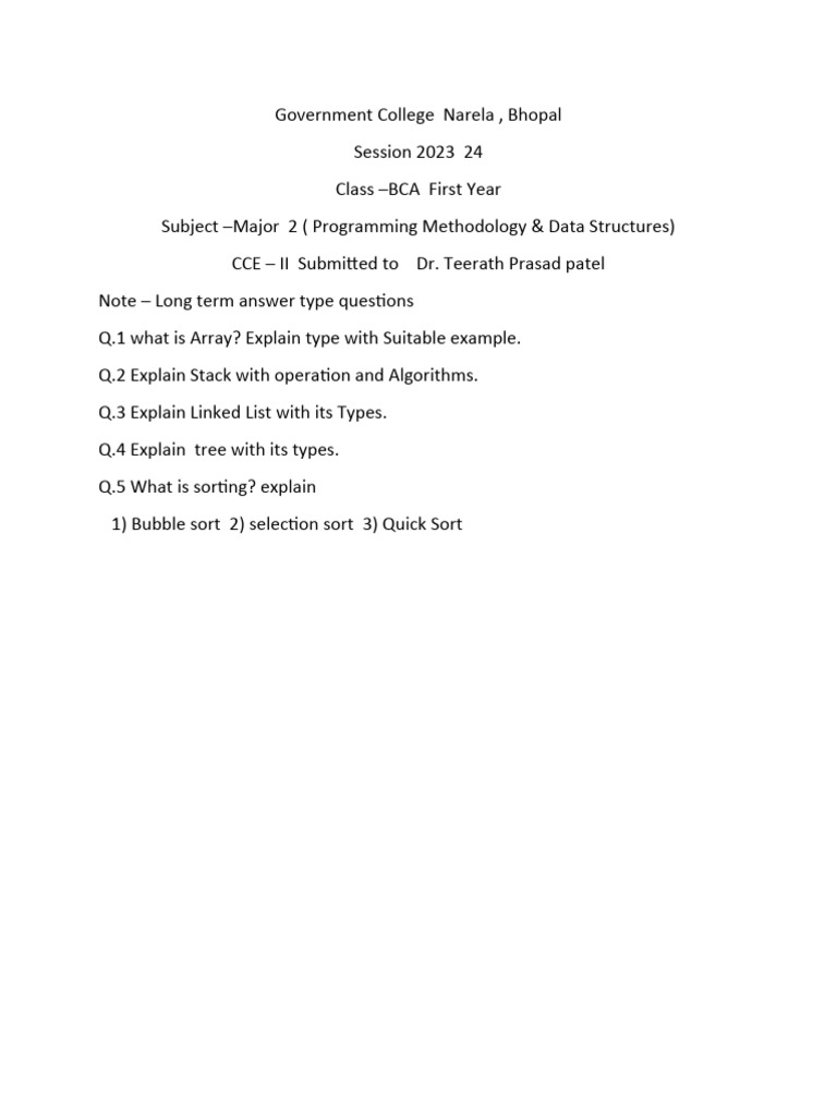 Major 2 ( Programming Methodology & Data Structures) | PDF | Computer ... Major 2 ( Programming Methodology & Data Structures) | PDF | Computer ...