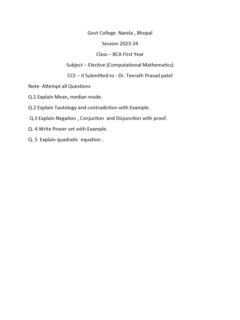 Elective Computational Mathematics | PDF | Equations | Quadratic Equation