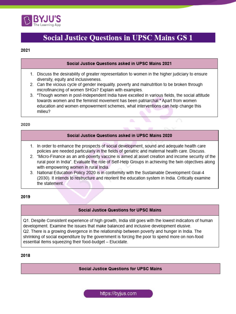 UPSC Mains Social Justice Questions | PDF | Poverty | Poverty ...