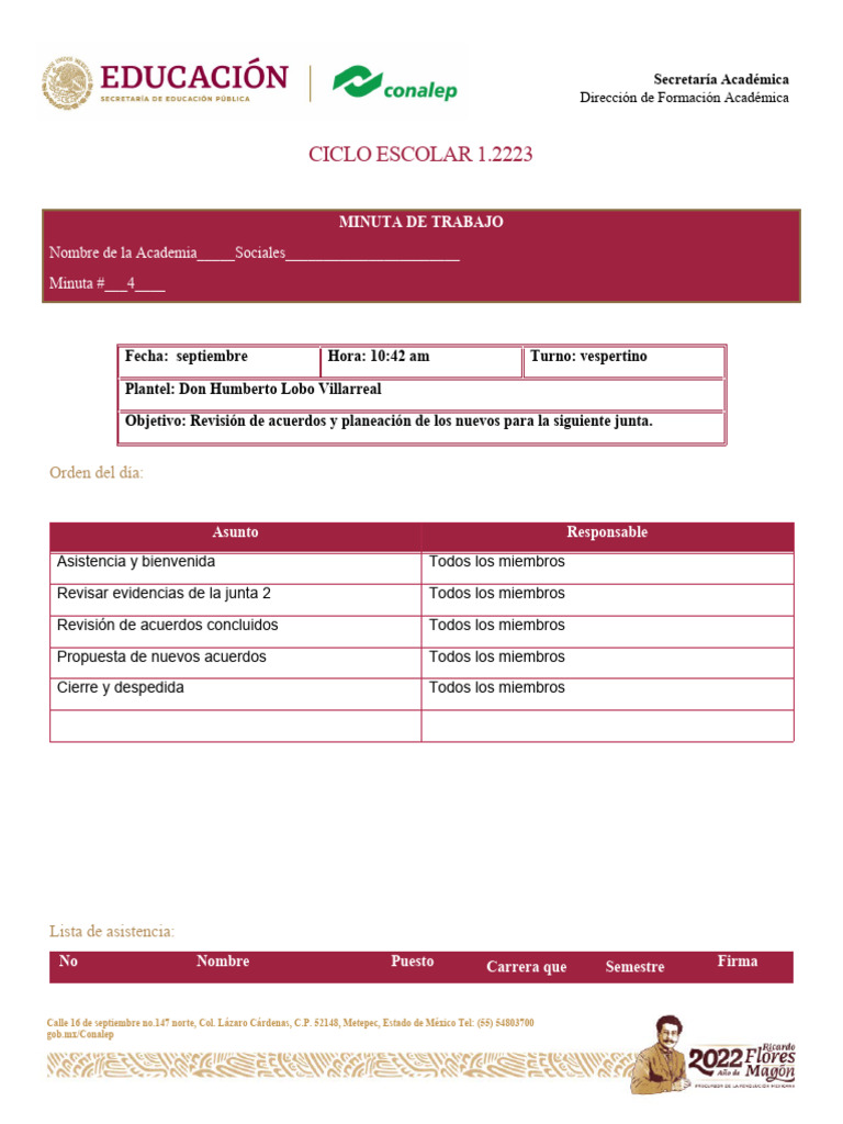 Minuta de Trabajo: Academia Sociales | PDF | Modificación de ...