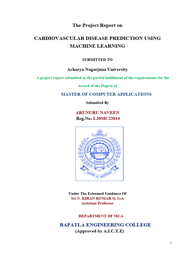 Cardiovascular Disease Prediction Using Machine Learning Pdf Machine Learning Computer