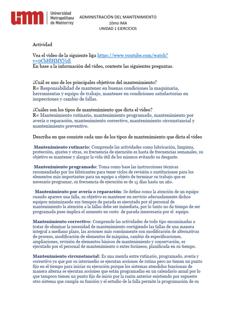 Ejercicio 2 Adm. Mant. | PDF