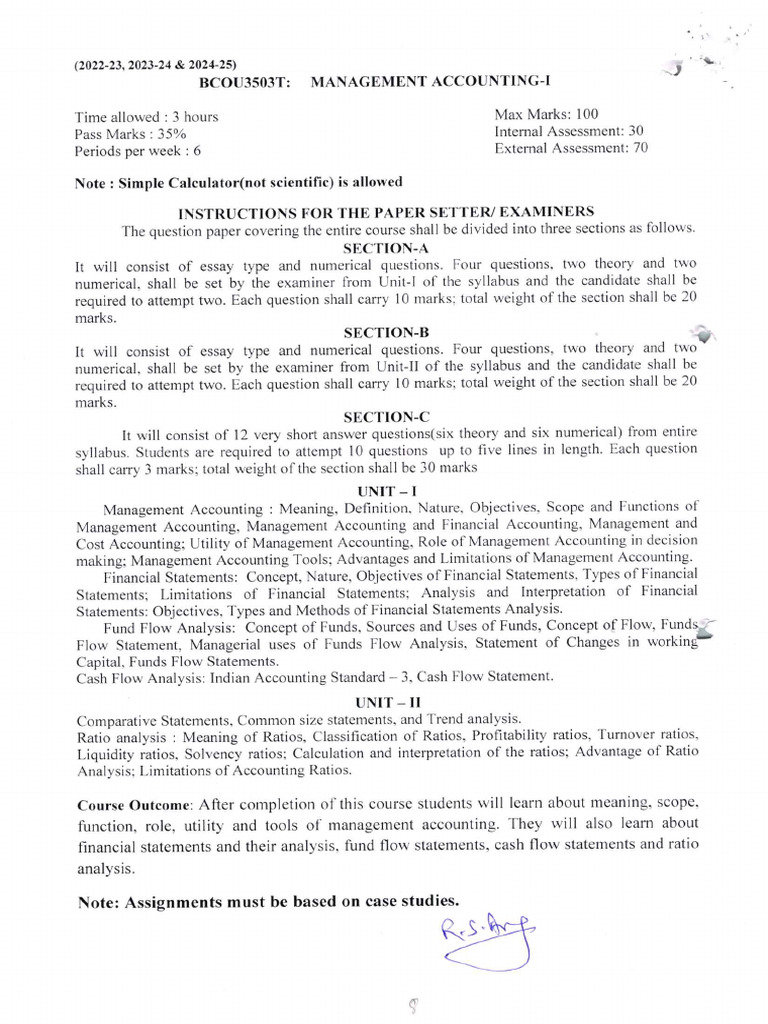 Management Accounting 1 Bcom | PDF