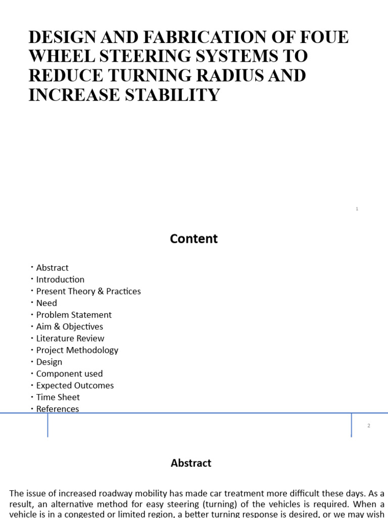 Design and Fabrication of Foue Wheel Steering Systems To Reduce Turning ...