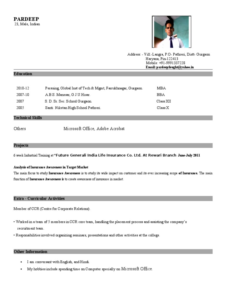Pardeep's MBA Resume and Skills Profile | PDF | Career & Growth ...