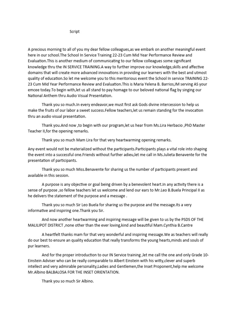 Script For A Meeting Pdf