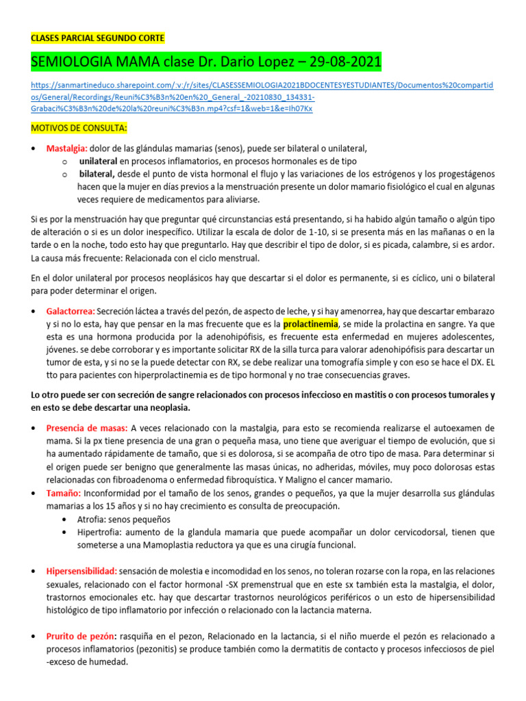 Clases 2 Semio PDF | PDF | Pecho | Cáncer de mama