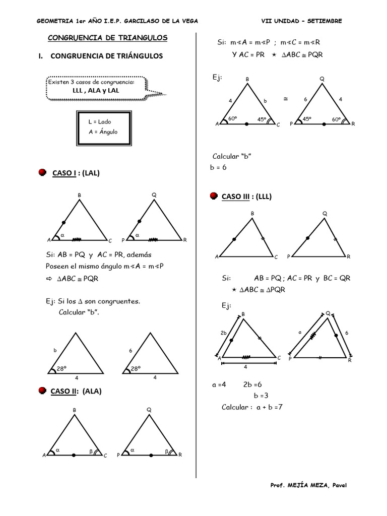 Congruencia de Triangulos | PDF | Geometría | Geometría euclidiana