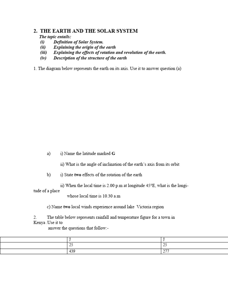The Earth and Solar System Q | PDF | Earth | Rotation