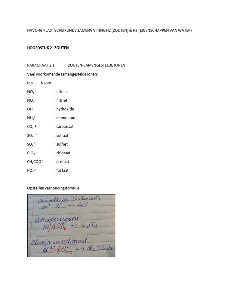 Scheikunde Havo Klas4 2kw2rr Chemie4 H2en3 | PDF