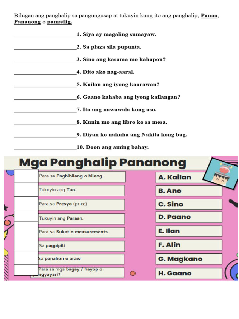 Bilugan ang panghalip sa pangungusap at tukuyin kung ito ang panghalip ...