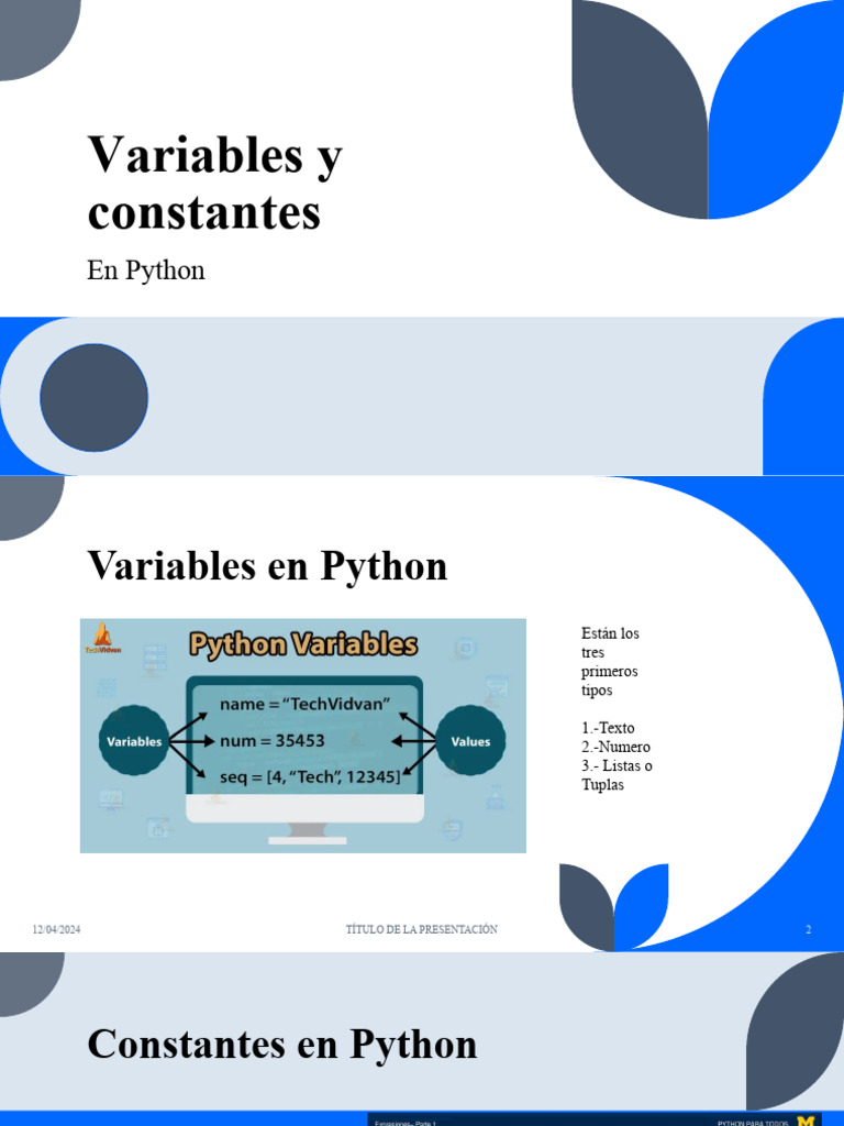 Variables y Constantes en Python y C++ | PDF | Variable (informática ... Variables y Constantes en Python y C++ | PDF | Variable (informática ...