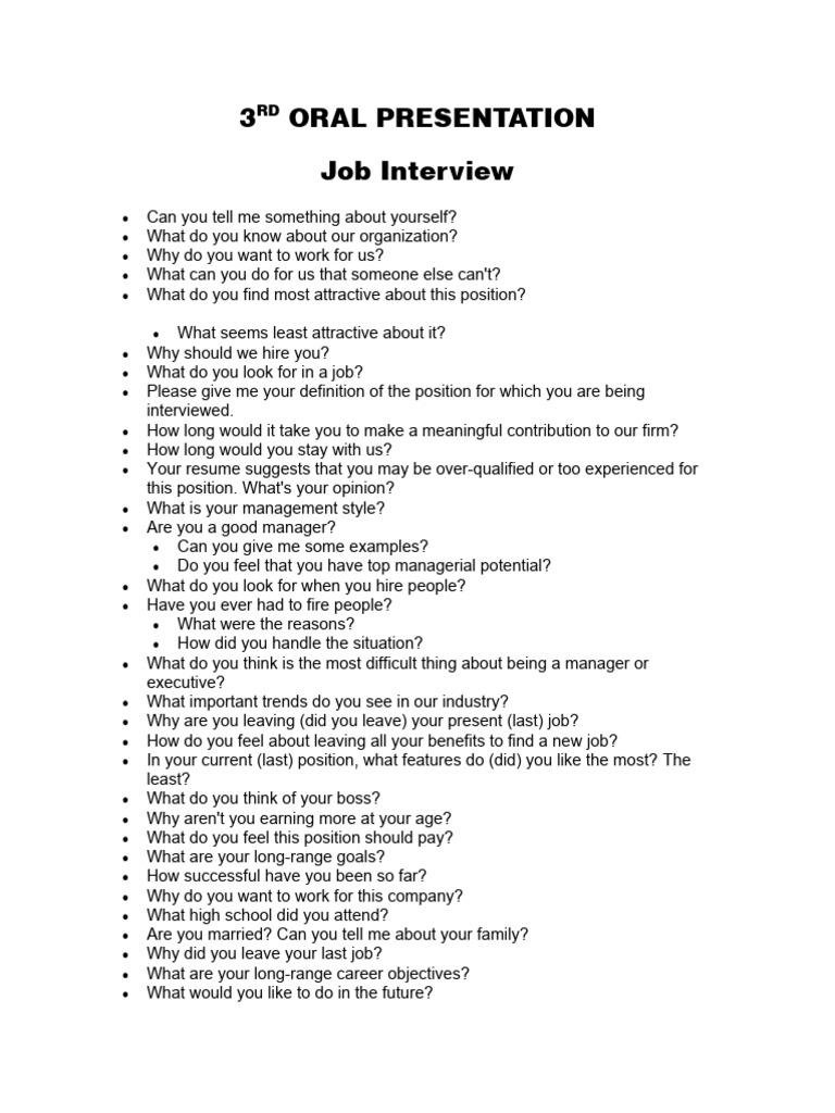 Topic Oral 3 Job Interview | PDF | Job Interview | Employment
