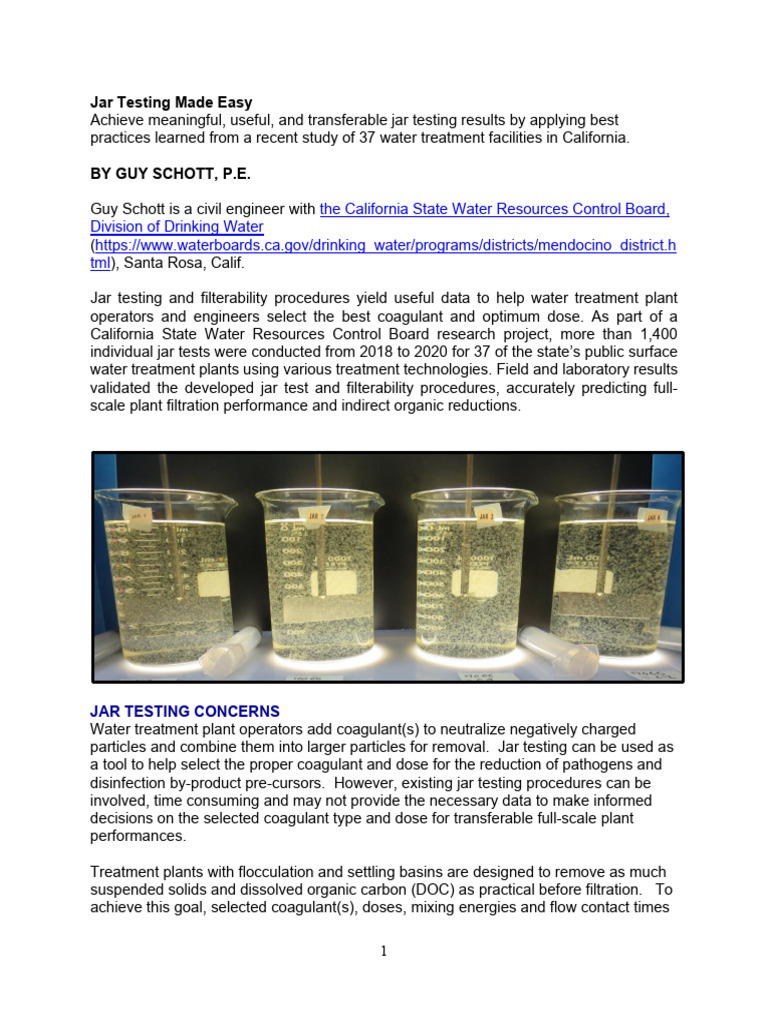 jar_testing_made_easy_aug7_2020 | PDF | Water Purification | Ultraviolet