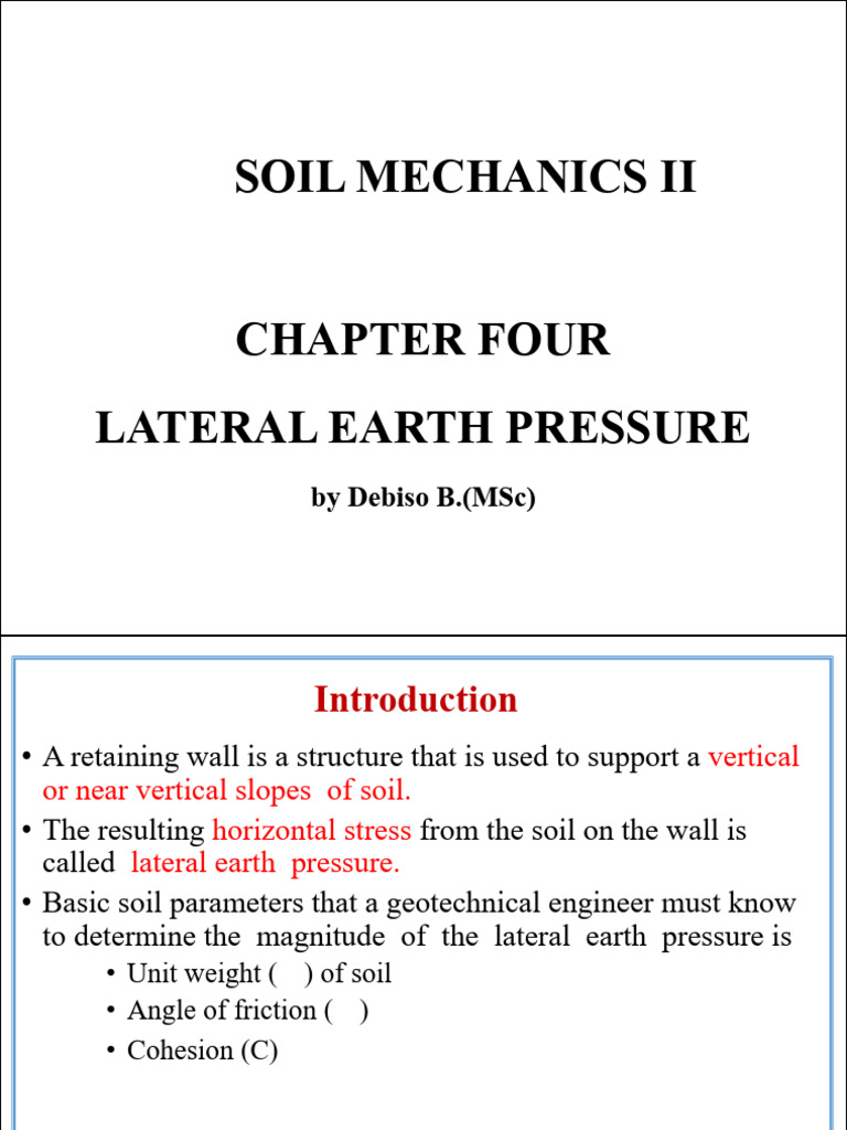 lateral earth pressure | PDF | Mechanics | Physical Sciences
