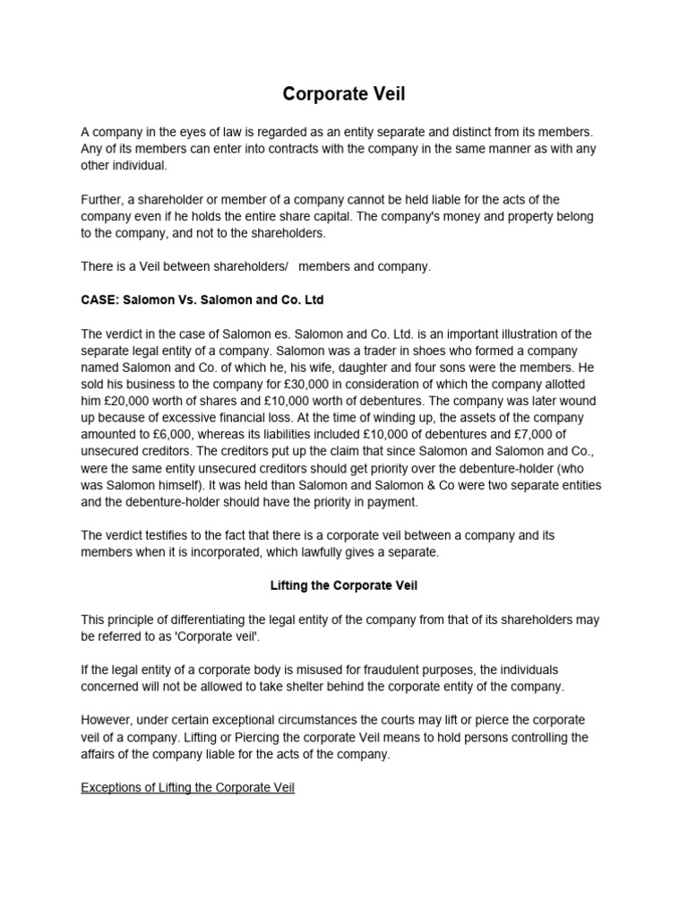 Corporate Veil | PDF | Piercing The Corporate Veil | Taxes