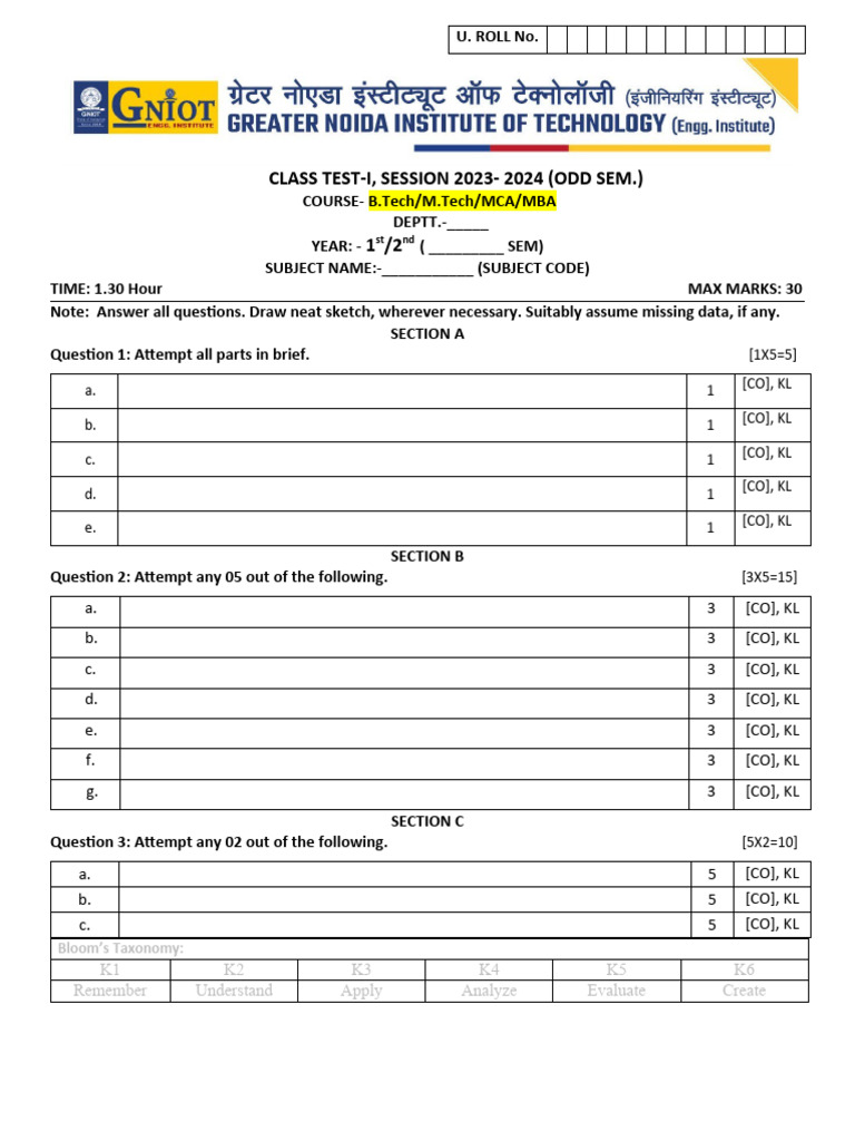 PAPER FORMAT -30 MARKS | PDF