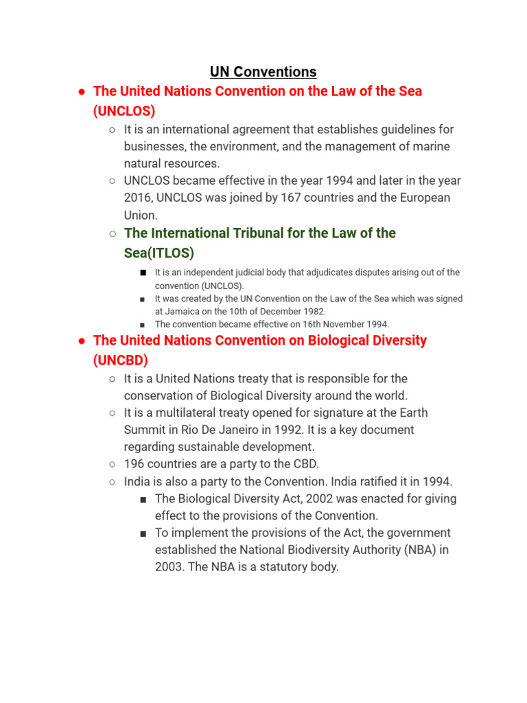UN Conventions | PDF | Kyoto Protocol | United Nations Convention On ...