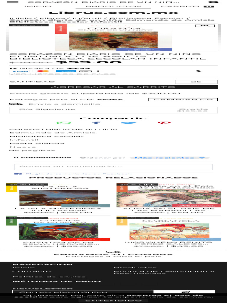 Corazón Diario de Un Niño Edmundo de Amicis Bibli | PDF