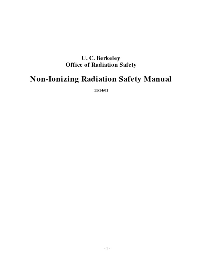 Non-Ionizing Radiation Safety Manual | PDF | Ultraviolet | Radio Frequency
