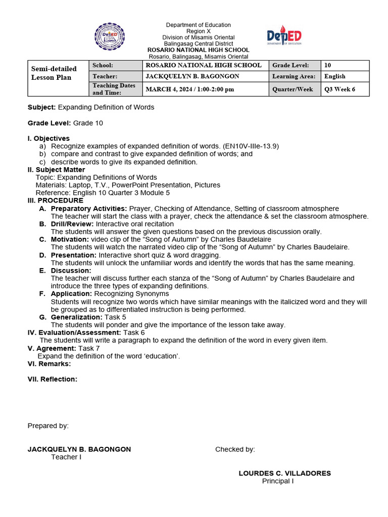 Grade 10 English Lesson Plan | PDF | Lesson Plan | Teachers