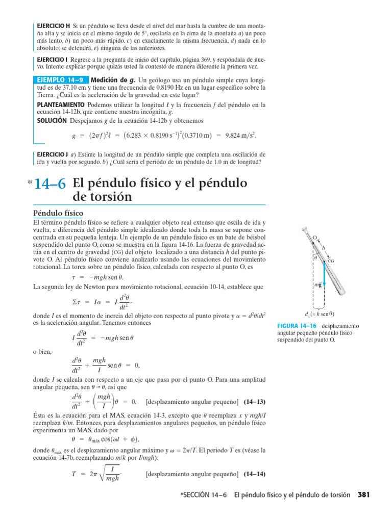 GIANCOLI. Vol 1 Mec-407-412 PENDULO FISICO | PDF | Resonancia | Oscilación