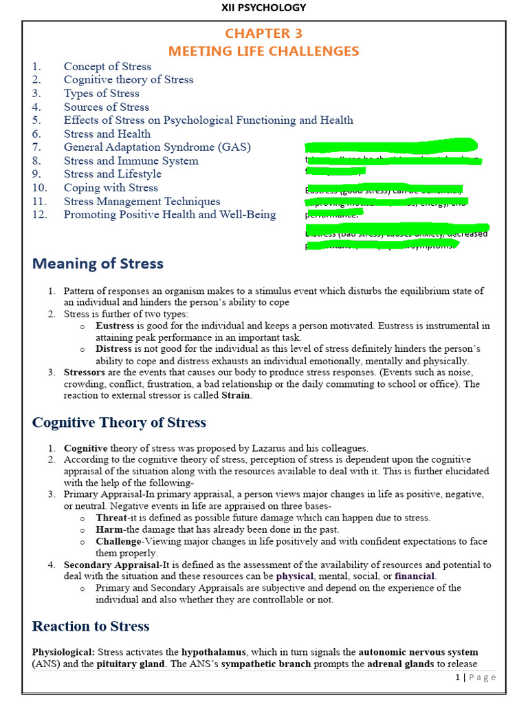 Understanding Stress in Psychology | PDF | Stress (Biology) | Emotions