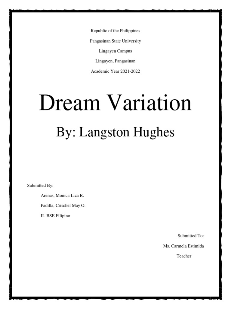 Dream Variation | PDF | Harlem Renaissance