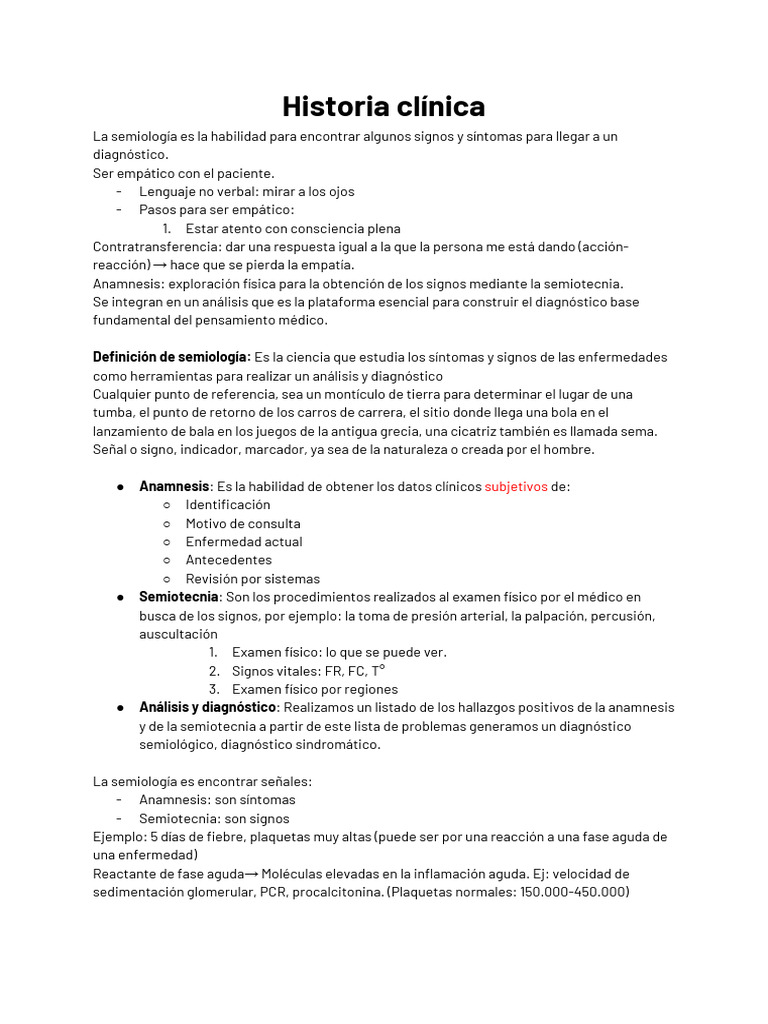 Historia Clínica | PDF | Diagnostico medico | Examen físico