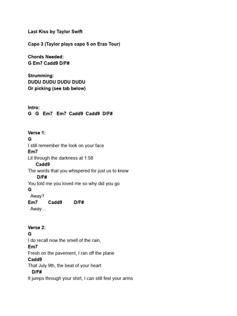 last+kiss | PDF | Song Structure | Pop Songs