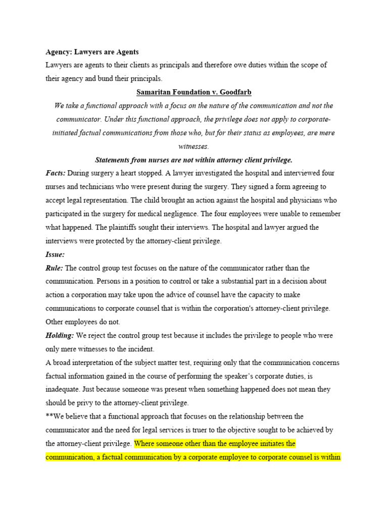 PR Outline 5 | PDF | Lawyer | Attorney–Client Privilege