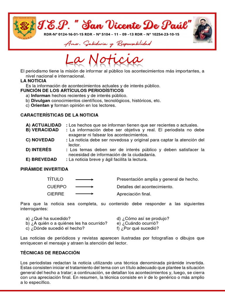 Características y Estructura de la Noticia | PDF