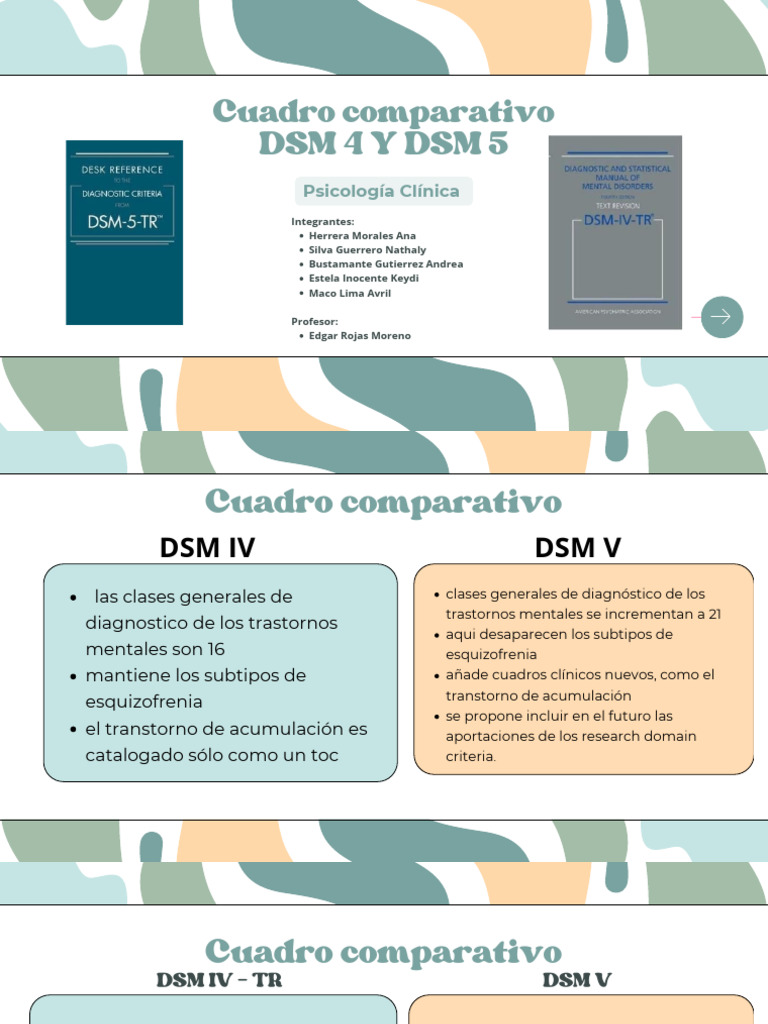 Comparativa DSM-IV y DSM-5 | PDF | Manual Diagnóstico y Estadístico de ...