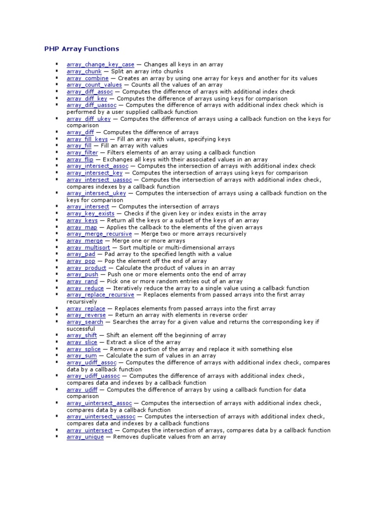 Array Functions | PDF | Array Data Structure | Database Index